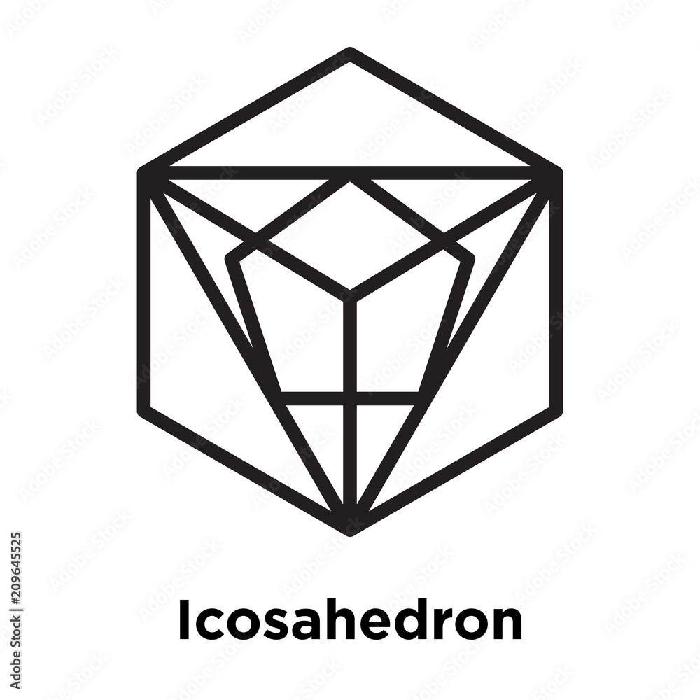 Icosahedron icon vector sign and symbol isolated on white background ...