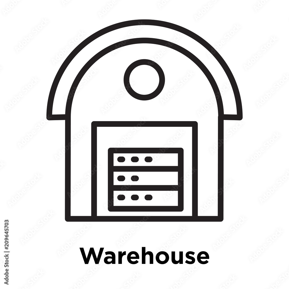 Warehouse icon vector sign and symbol isolated on white background ...