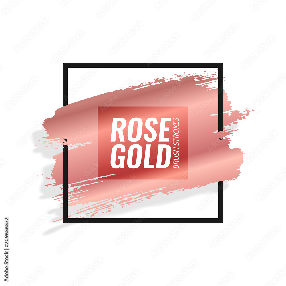 Vetor de Rose gold brushes strokes. Picture frame. Template for banners ...