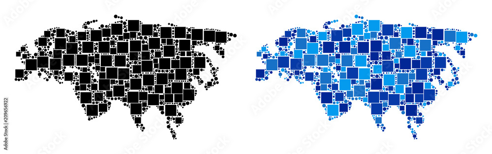 Dotted Eurasia map variants. Abstract geographic map version done with ...