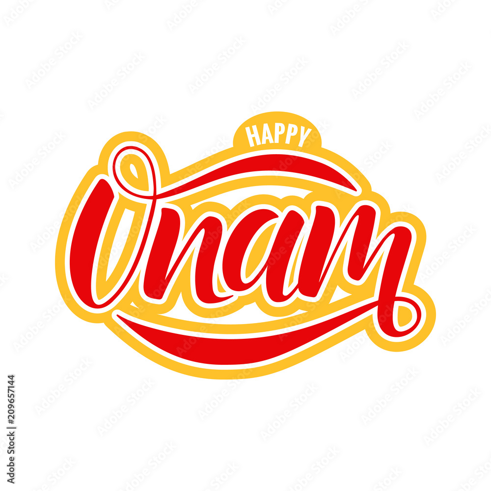 Happy Onam festival typography lettering Stock Vector | Adobe Stock