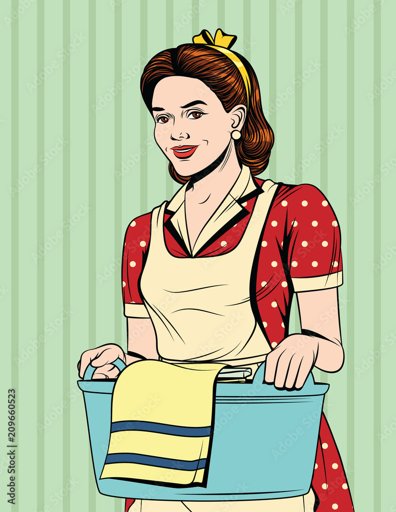 Vector colorful comic pop art style illustration of a beautiful ...