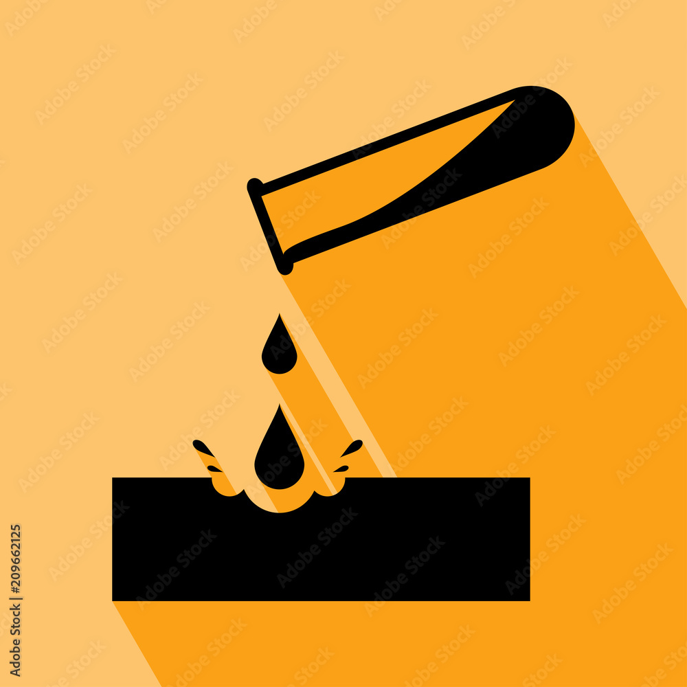 Corrosive Substance Icon. Warning acid icon. Test-tube with acid drop ...