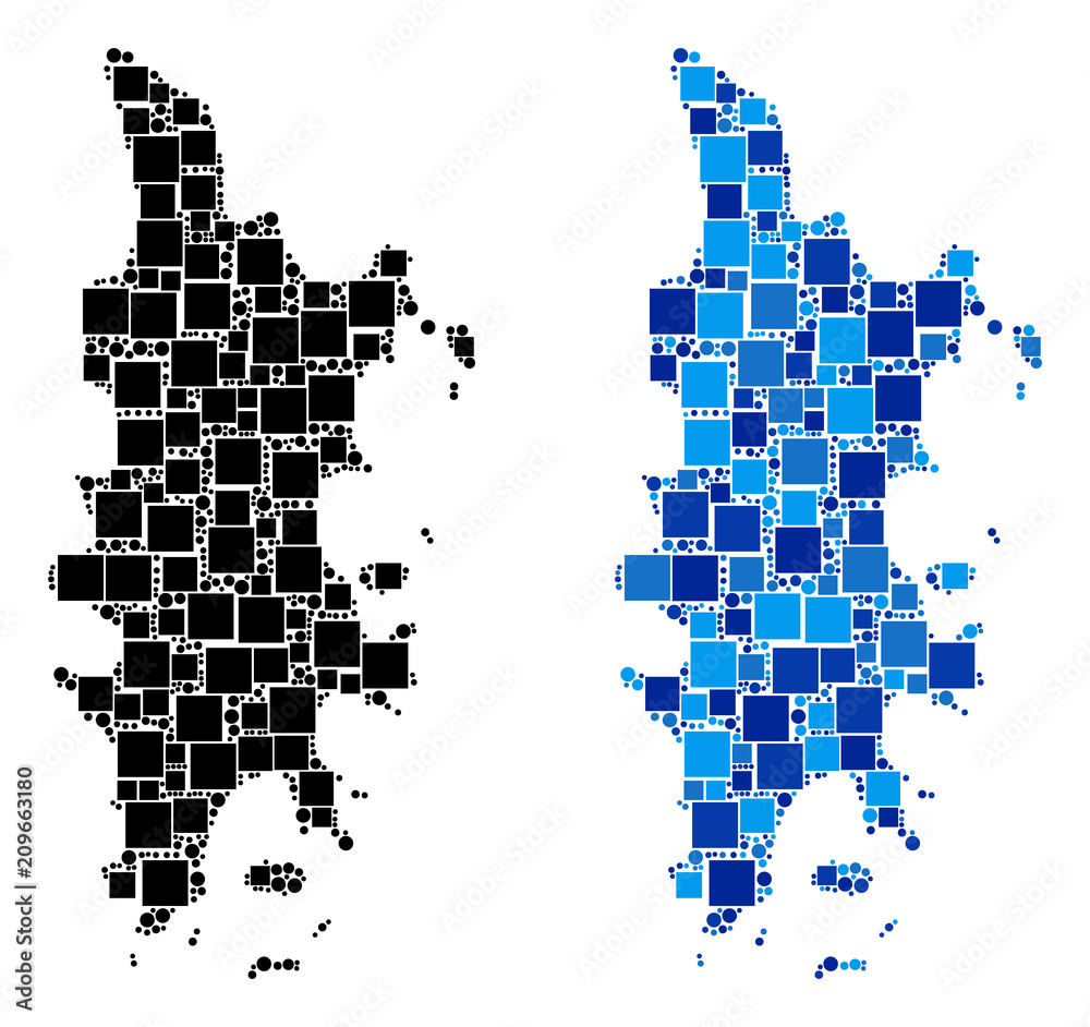 Dotted Phuket map versions. Abstract geographic scheme version done ...