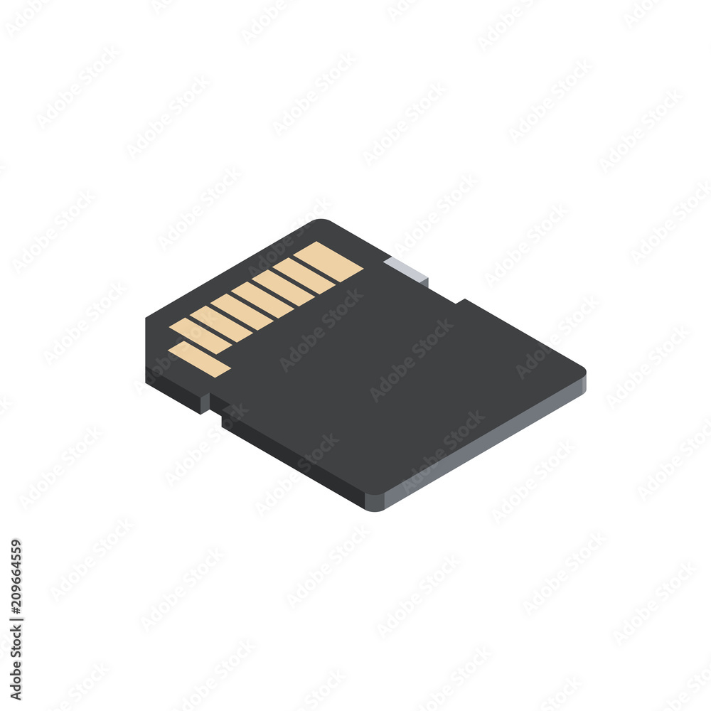 Memory Card 3D isometric, backside view Stock Vector | Adobe Stock