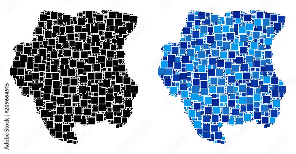 Dotted Suriname map versions. Abstract geographic map version done with ...