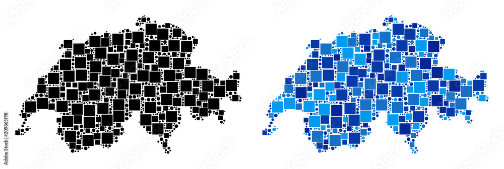 Dot Swissland map variants. Abstract geographic map version designed ...