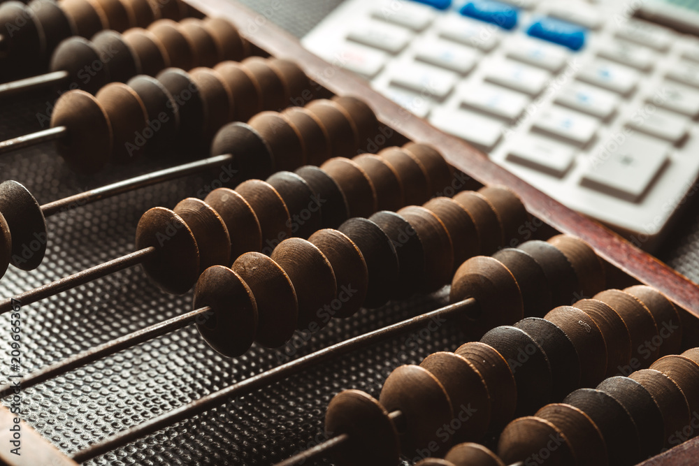 vintage abacus and calculator Stock Photo | Adobe Stock