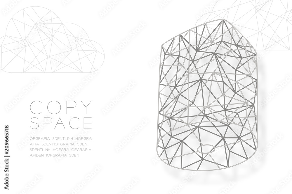 Balloon lantern and cloud wireframe Polygon golden frame structure, loy ...