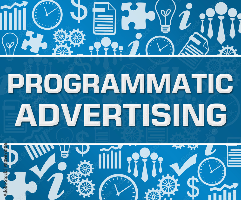 Programmatic Advertising Business Symbols Texture Blue Background ...