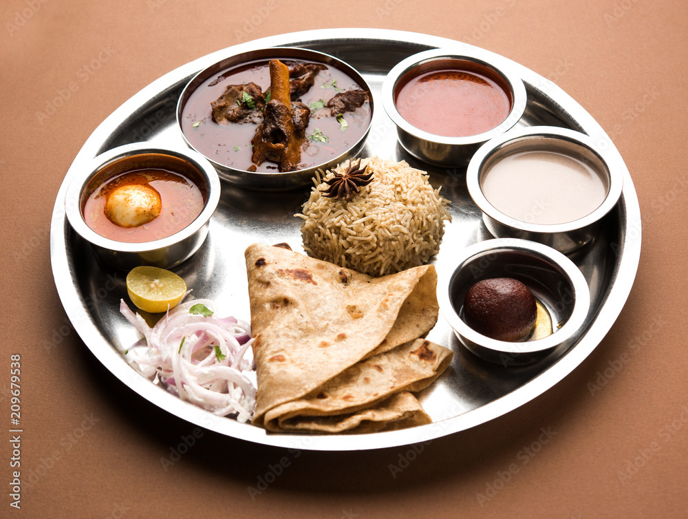 Motton Thali OR Gosht/Lamb platter is Indian/asian non veg lunch/dinner ...
