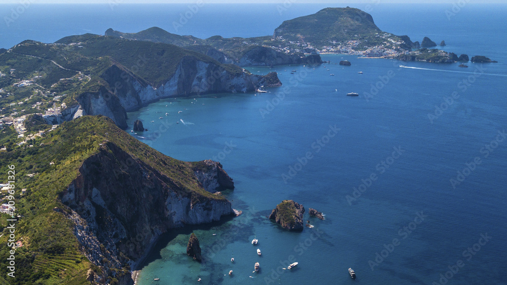 Aerial view of Ponza, island of the Italian Pontine Islands archipelago ...