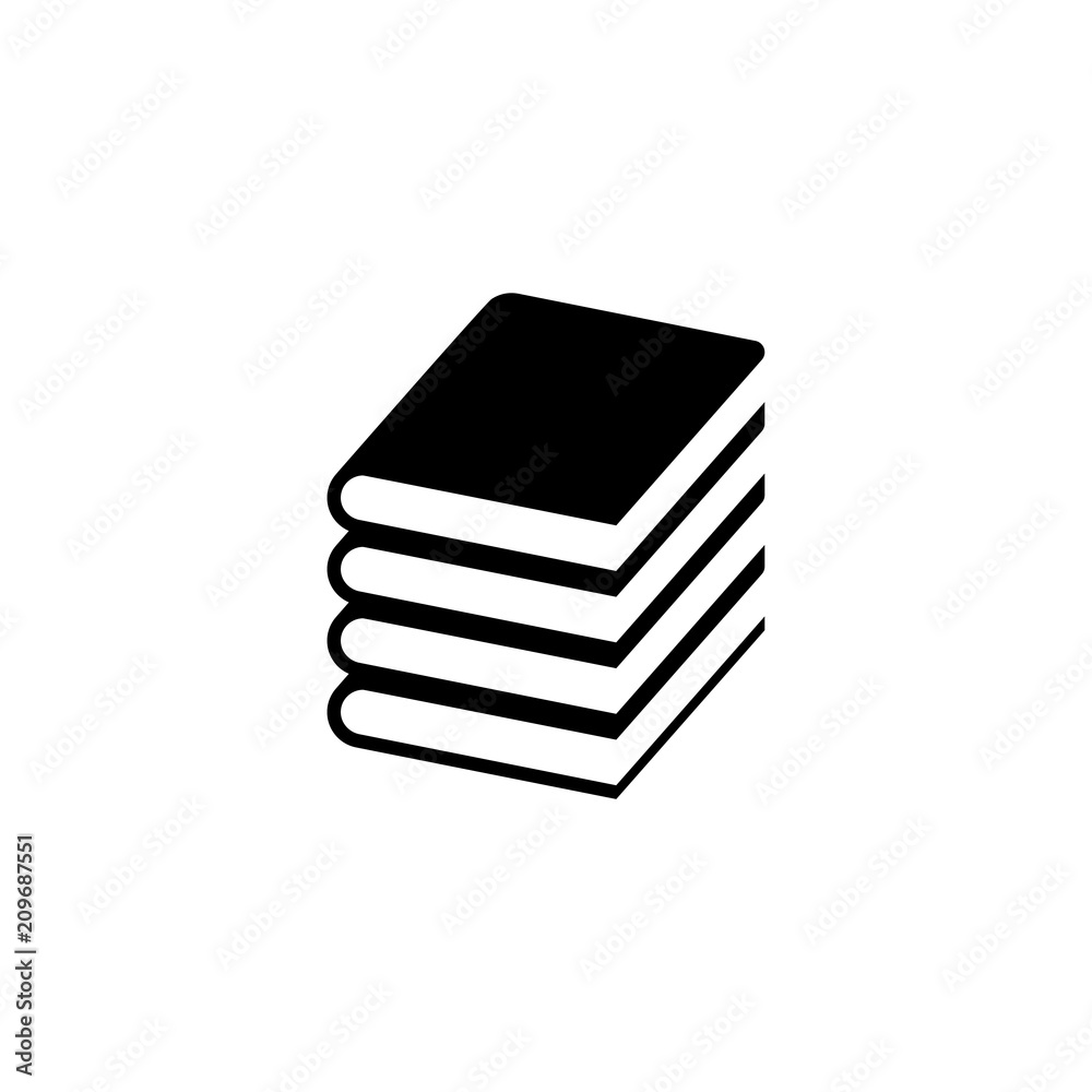 Book Stack. Flat Vector Icon illustration. Simple black symbol on white ...