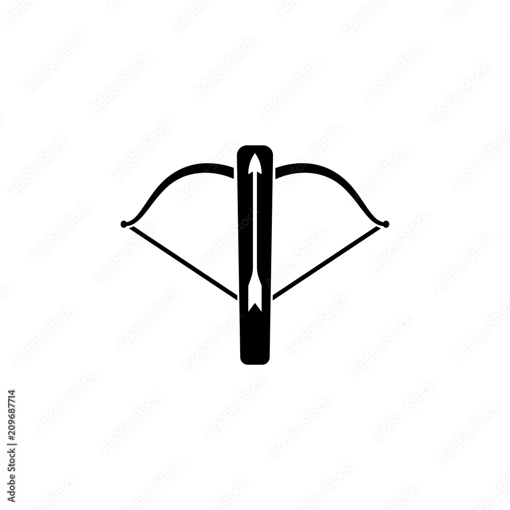 Battle Crossbow with Arrow. Flat Vector Icon illustration. Simple black ...