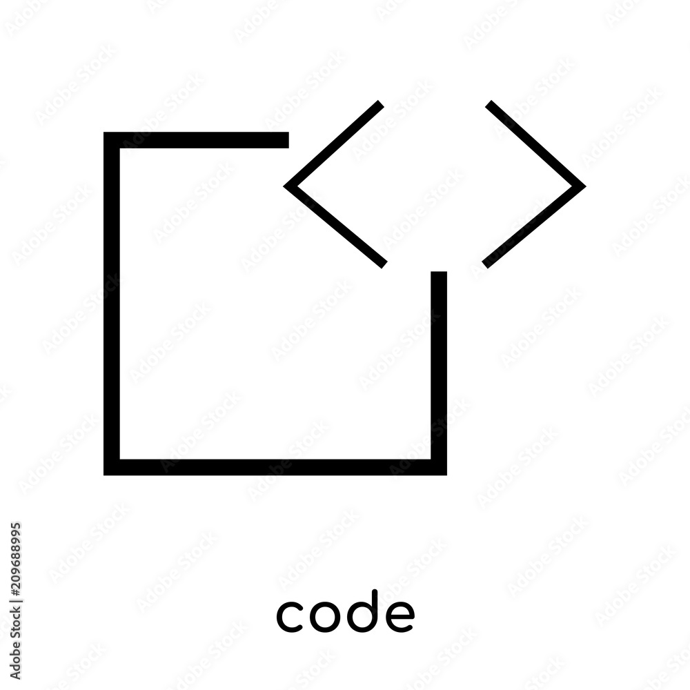 code icon vector sign and symbol isolated on white background, code ...