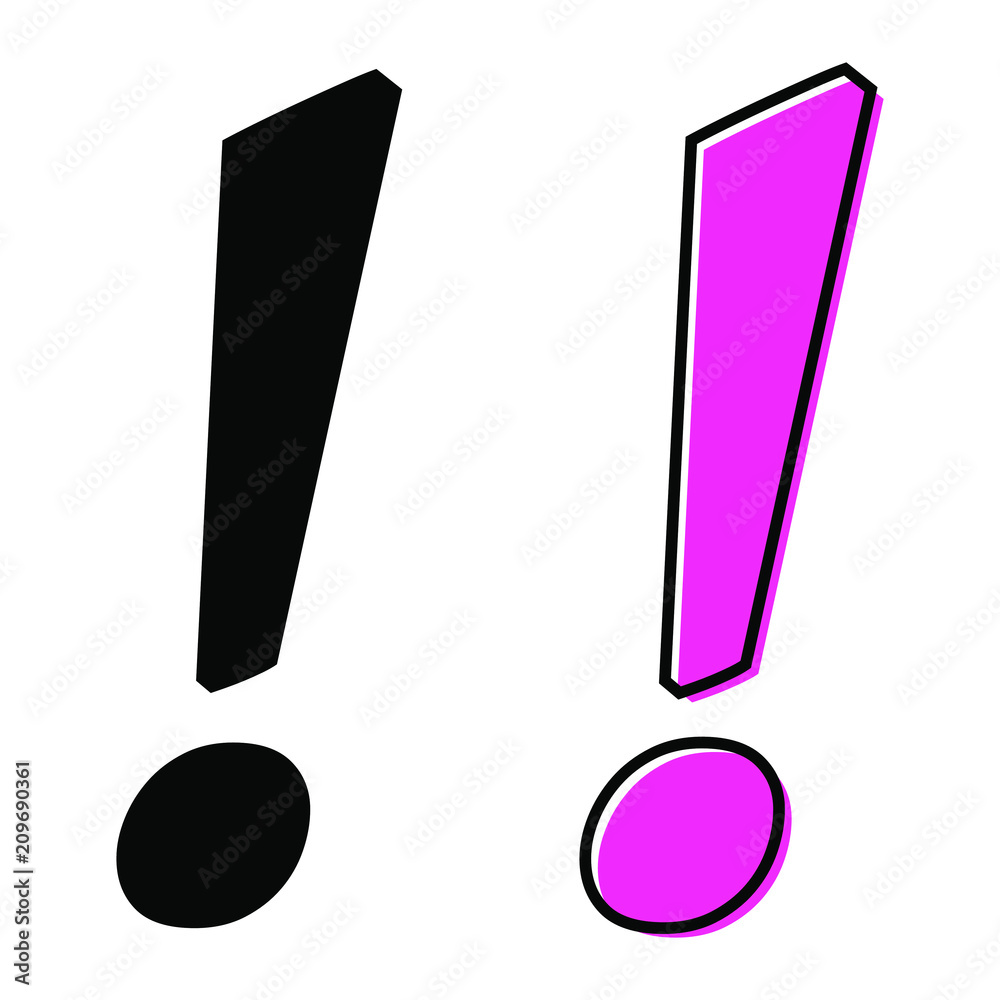 Cartoon exclamation mark. Set of vector exclamation mark icons. Stock ...