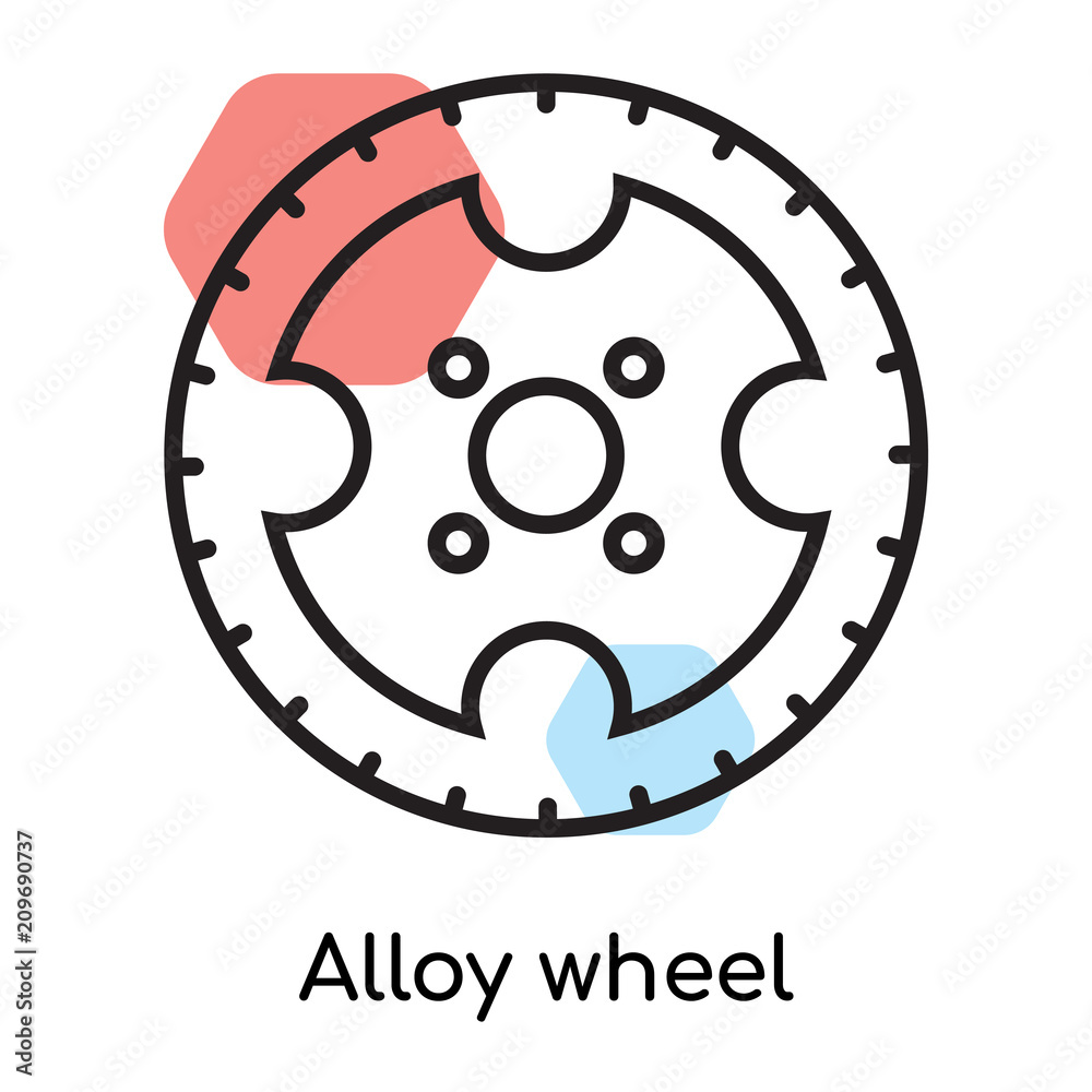 Alloy wheel icon vector sign and symbol isolated on white background ...
