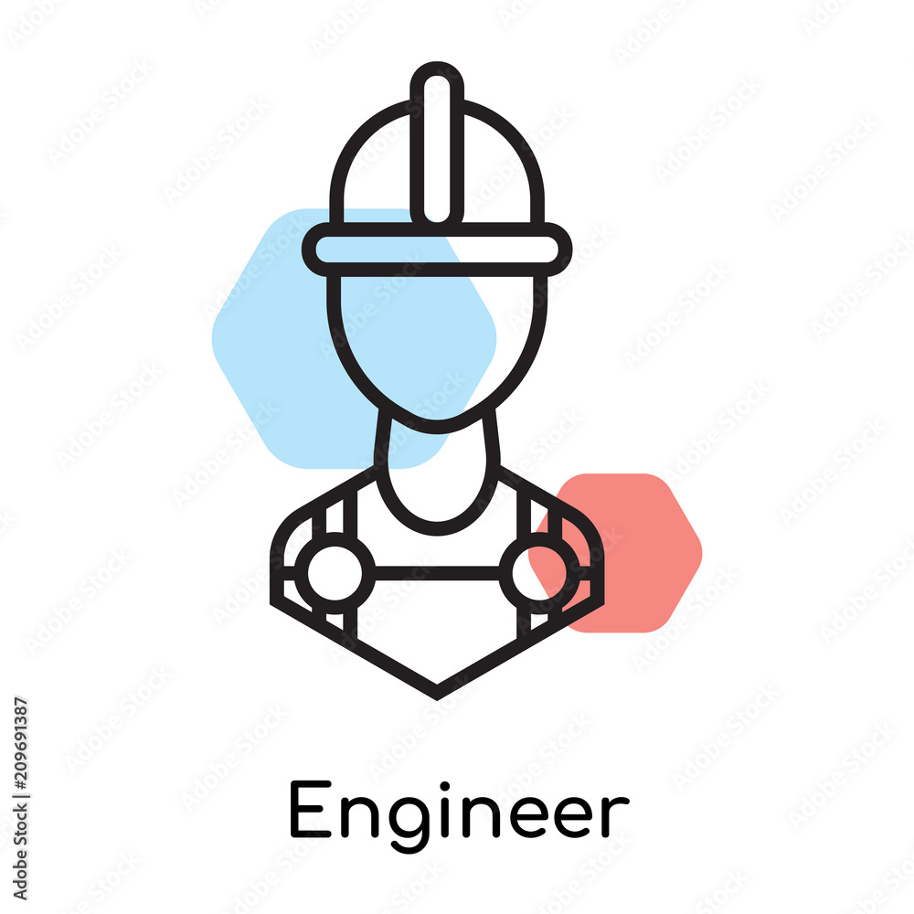 Engineer icon vector sign and symbol isolated on white background ...