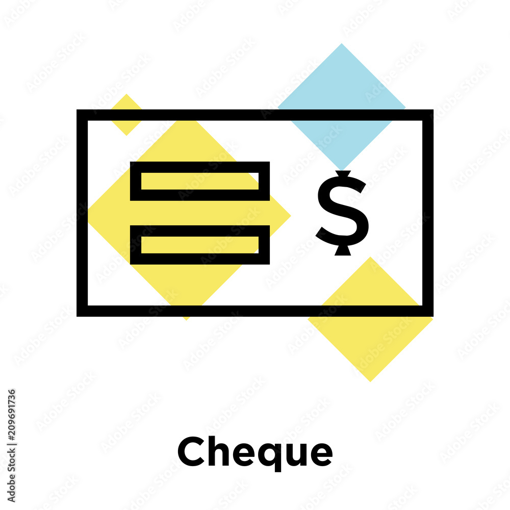 Cheque icon vector sign and symbol isolated on white background, Cheque ...