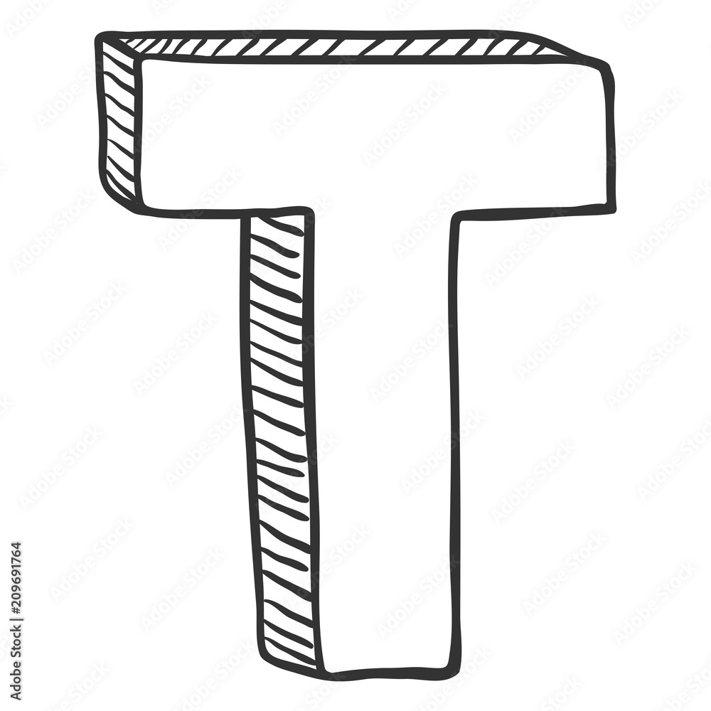 Vector Single Doodle Sketch Illustration - The Letter T Stock Vector ...