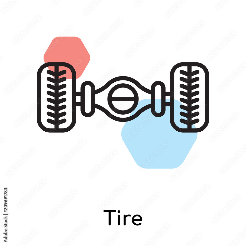 Tire icon vector sign and symbol isolated on white background, Tire ...