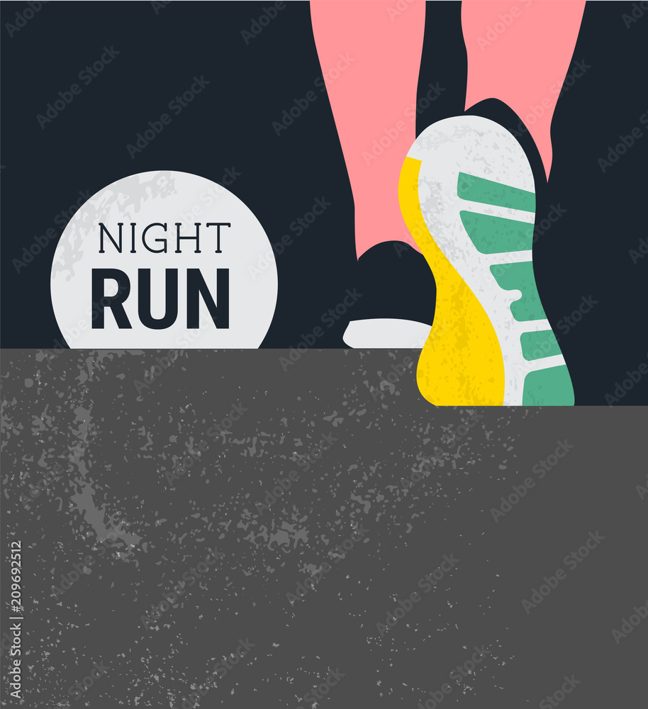 athlete runner feet running or walking on road . running poster ...
