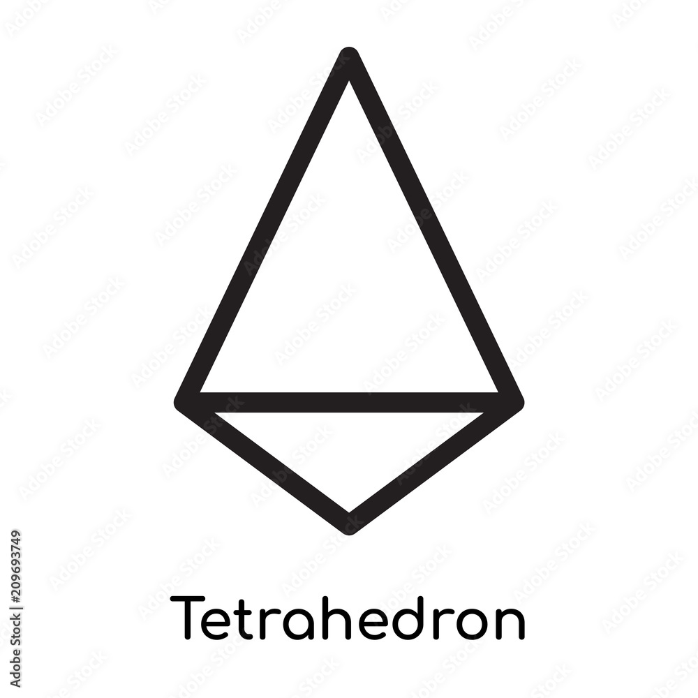 Tetrahedron icon vector sign and symbol isolated on white background ...