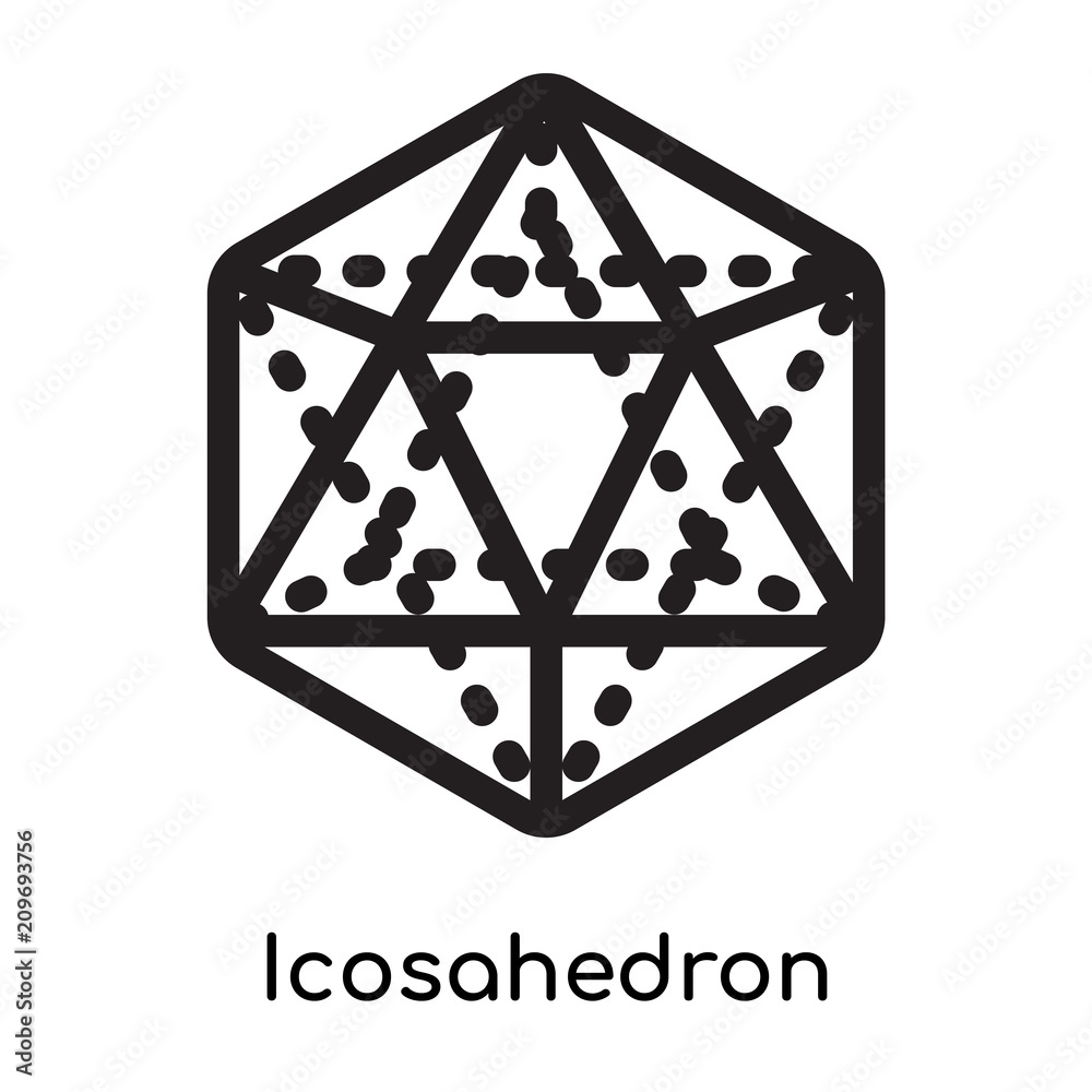 Icosahedron icon vector sign and symbol isolated on white background ...