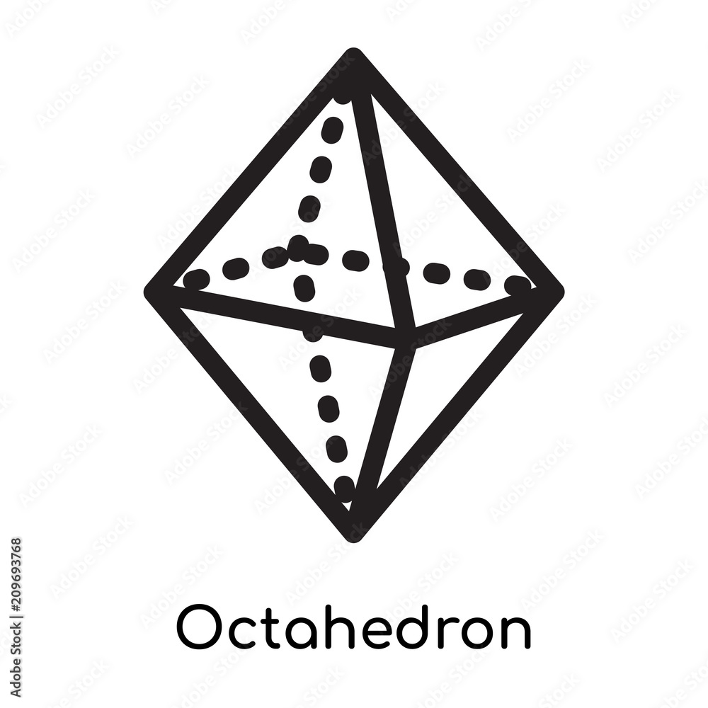 Octahedron icon vector sign and symbol isolated on white background ...