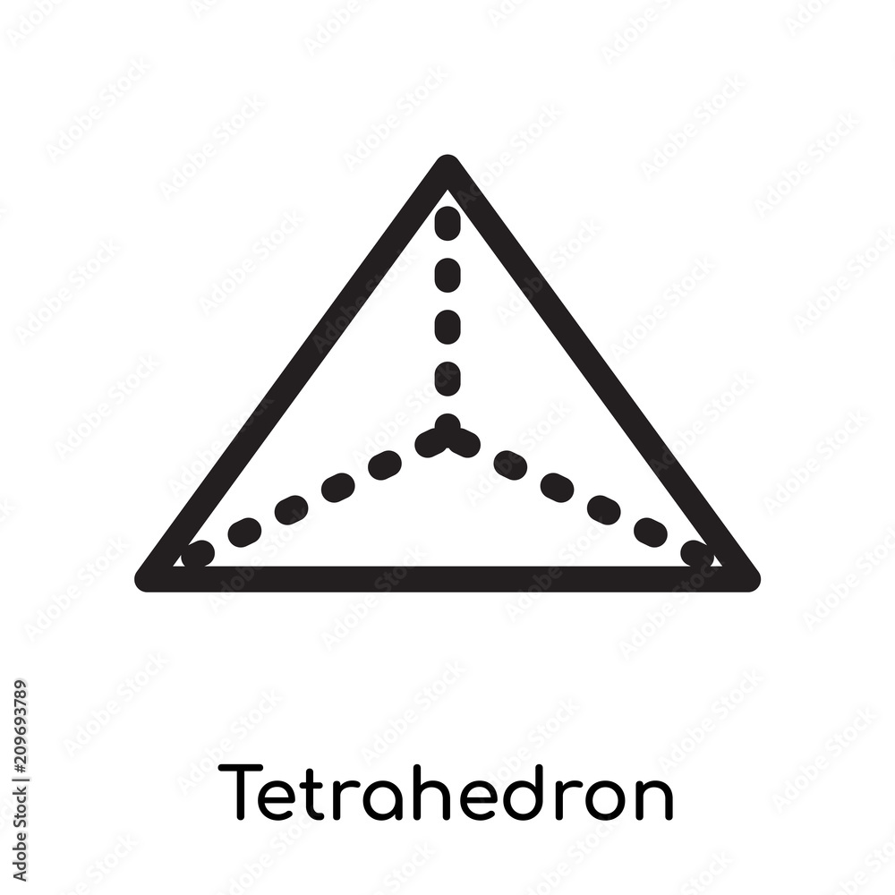 Tetrahedron icon vector sign and symbol isolated on white background ...