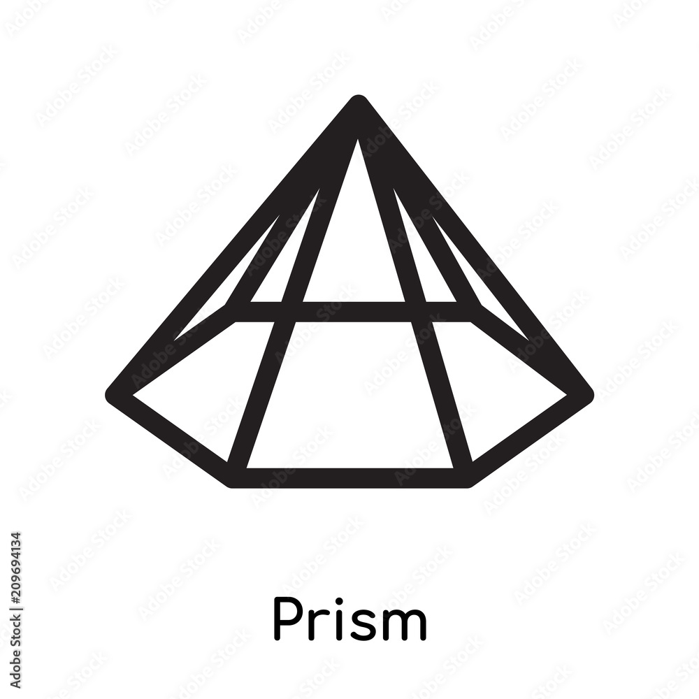 Prism icon vector sign and symbol isolated on white background, Prism ...