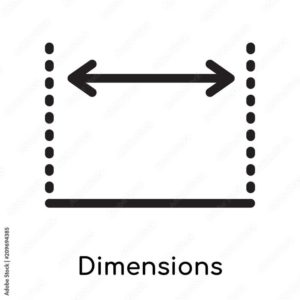 Dimensions icon vector sign and symbol isolated on white background ...