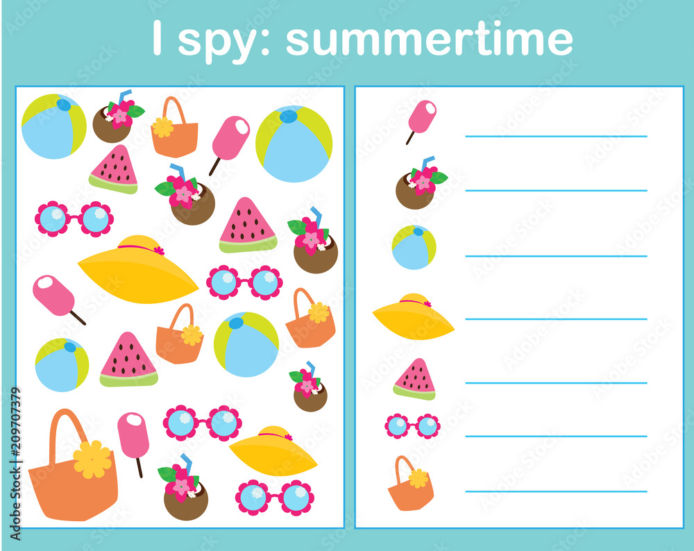 I spy game for toddlers. Find and count objects. Counting educational ...