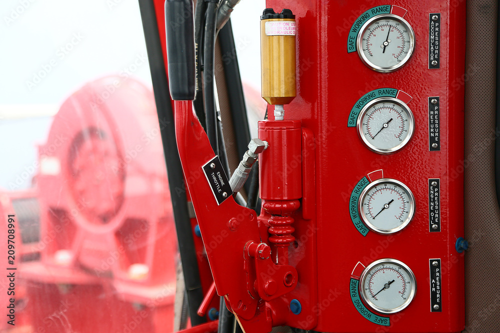 Hydraulic load indicator in control room, Gauge display to show status ...