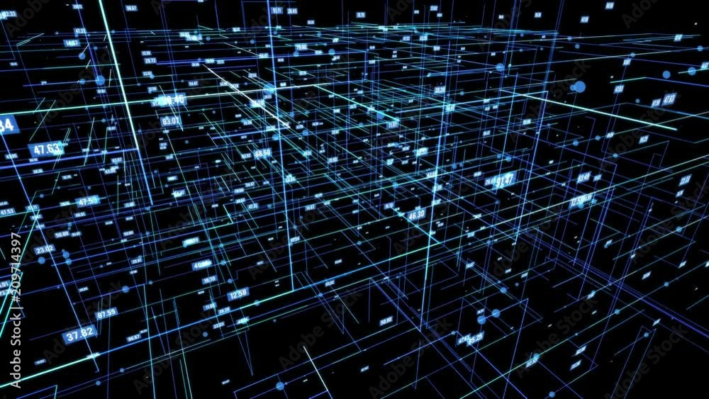 Big data visualization. HUD grid corners motion background. Analysis of ...