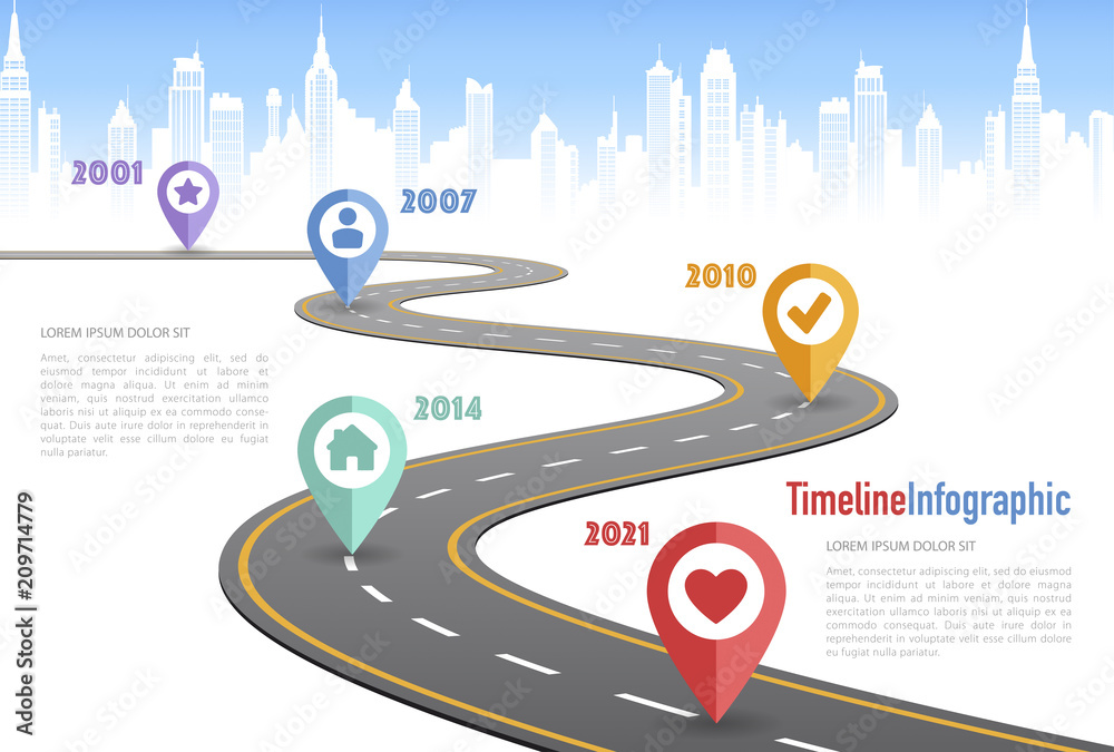 Winding road timeline concept Stock Vector | Adobe Stock