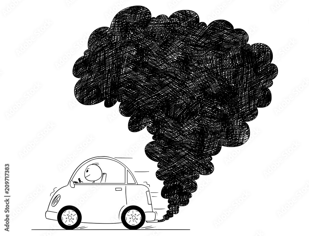 Vector artistic pen and ink drawing illustration of smoke coming from ...