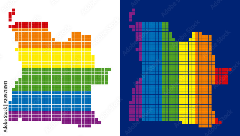 Dot LGBT Angola map versions. Vector geographic maps in LGBT flag ...