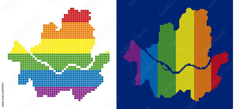 Dotted LGBT Seoul city map variants. Vector geographic maps in LGBT ...