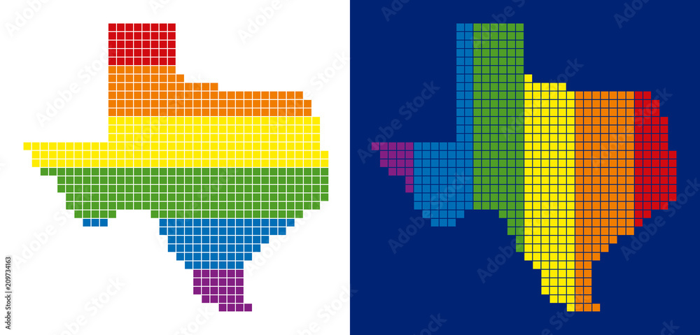 Dotted LGBT Texas map variants. Vector geographic schemes in LGBT ...