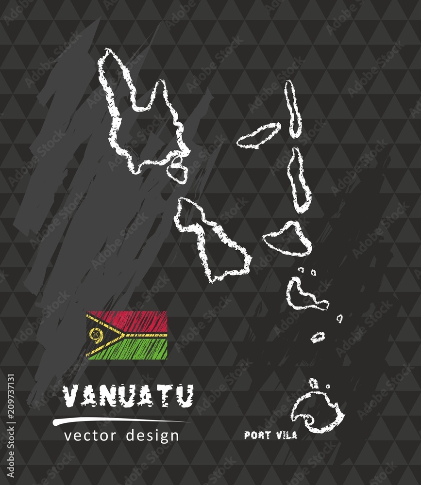 Vanuatu Map Black And White