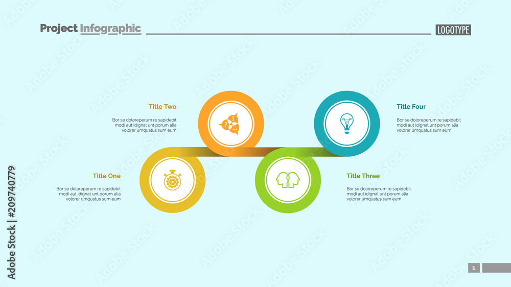 Vettoriale Stock Four circles process chart slide template. Business ... Vettoriale Stock Four circles process chart slide template. Business ...