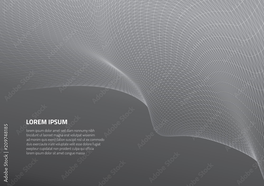 Abstract 3d surface. Distortion of space and matter. Modern technology ...