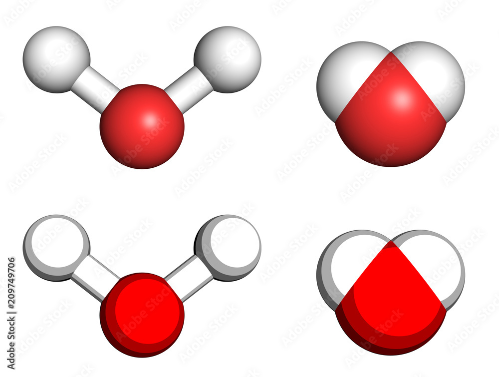 Sketch A Ball And Stick Diagram Of A Water Molecule Water Mo
