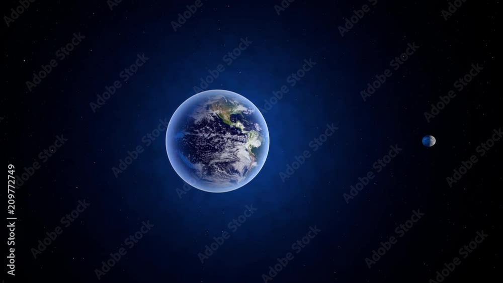 3D rendered Animation of the Moon orbiting Planet Earth. Elements of ...