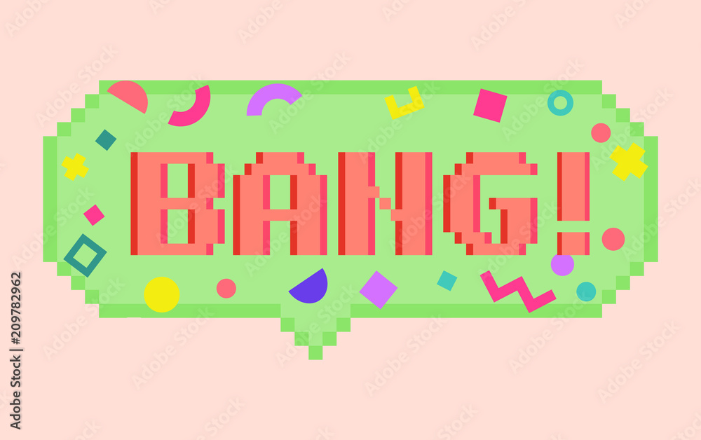 Vector pixel art 8bit bang sticker Stock Vector | Adobe Stock