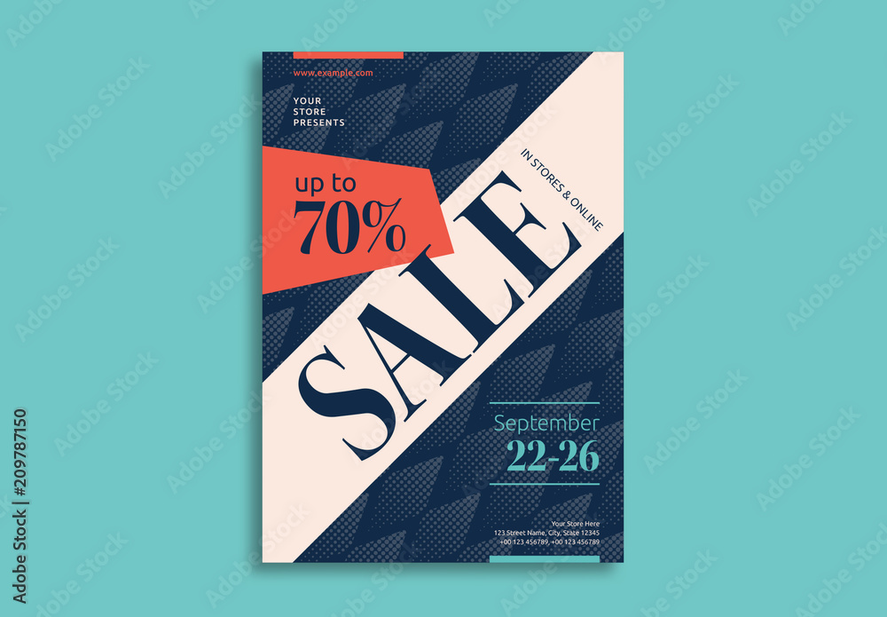 Sale Flyer Layout with Geometric Elements Stock Template | Adobe Stock