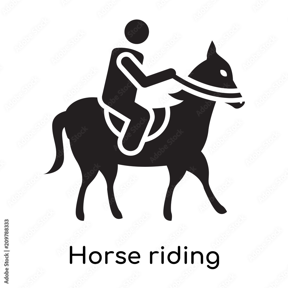 Horse riding icon vector sign and symbol isolated on white background ...
