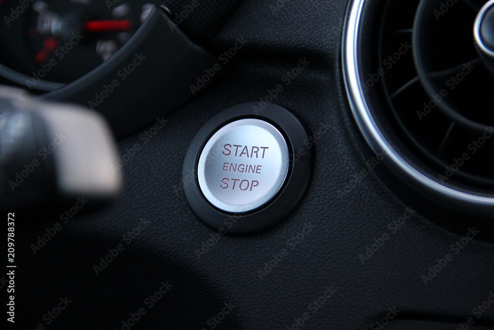 Start stop engine button on a modern car dashboard Stock Photo | Adobe ...