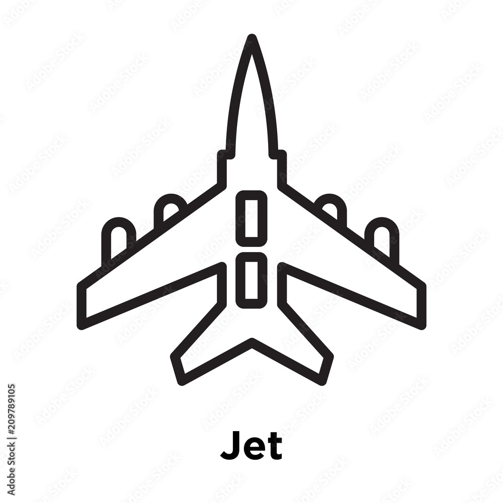 Jet icon vector sign and symbol isolated on white background, Jet logo ...